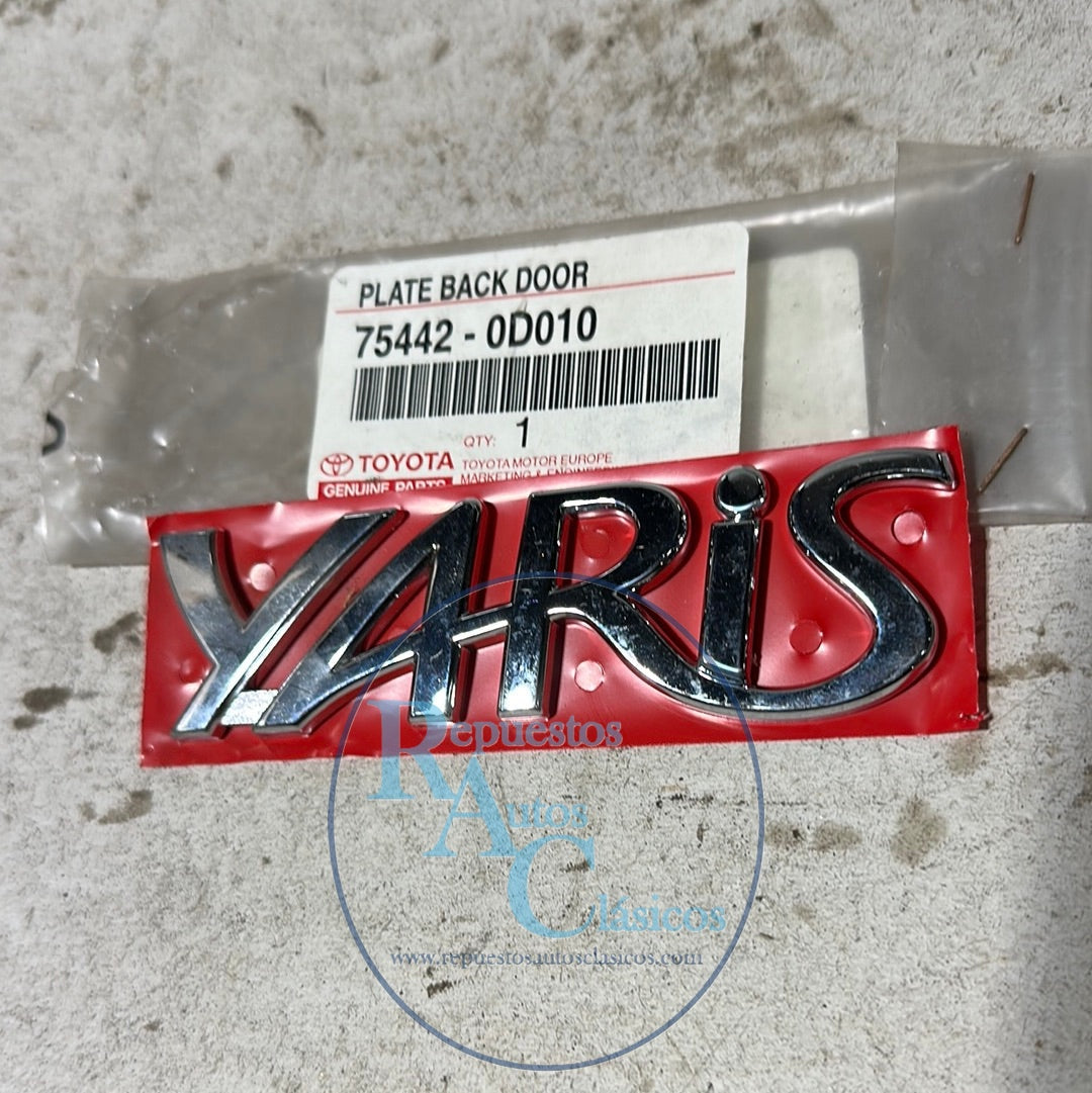 75442-0D010 PLATE, BACK DOOR NAME, NO.2, toyota, – RepuestosAutosClasicos