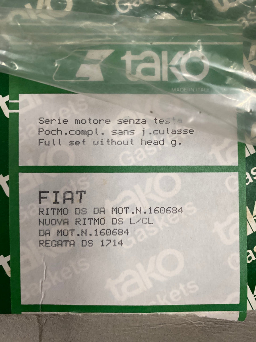 Engine Gasket Set without Head Gasket FIAT Ritmo Regata TAKO 1320202 ...